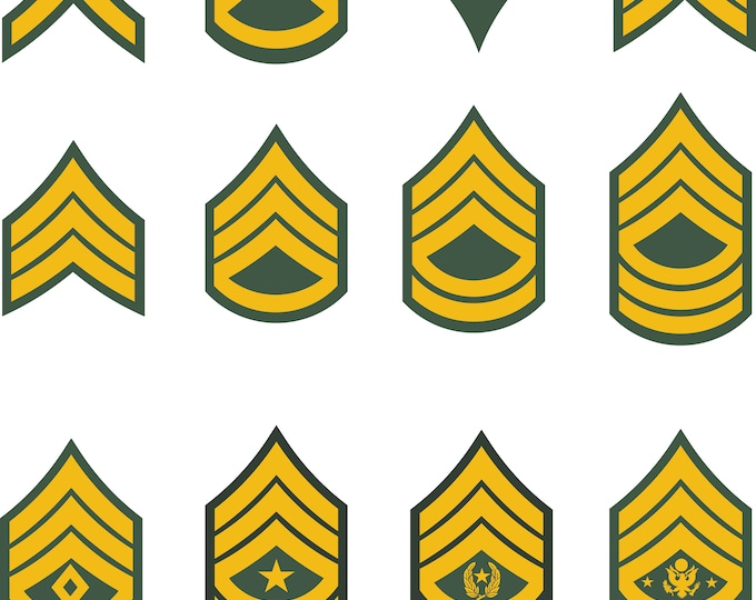 Army Rank Svg, Army Enlisted Rank SVG, Army Rank Insignia, US Army ...