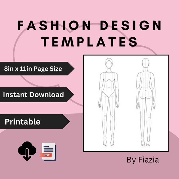 FASHION DESIGN CROQUIS Template Female Different Sizes - Etsy Hong Kong