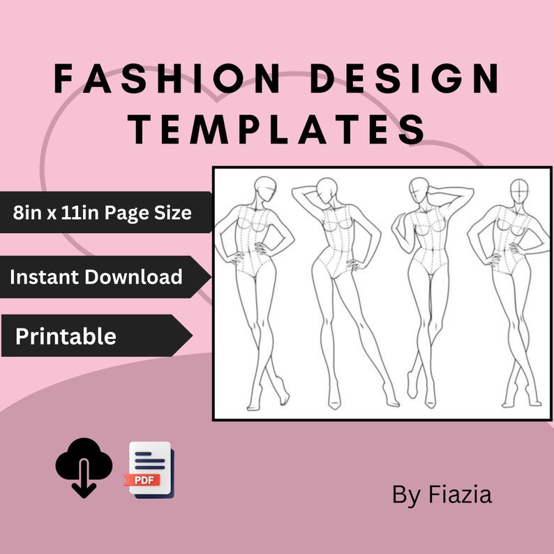 FASHION DESIGN CROQUIS, Fashion Template, Woman's Silhouette, Clothing ...