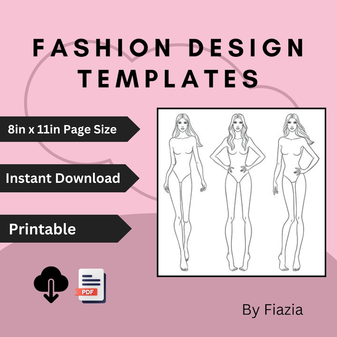 FASHION DESIGN CROQUIS, Fashion Template, Woman's Silhouette, Clothing ...