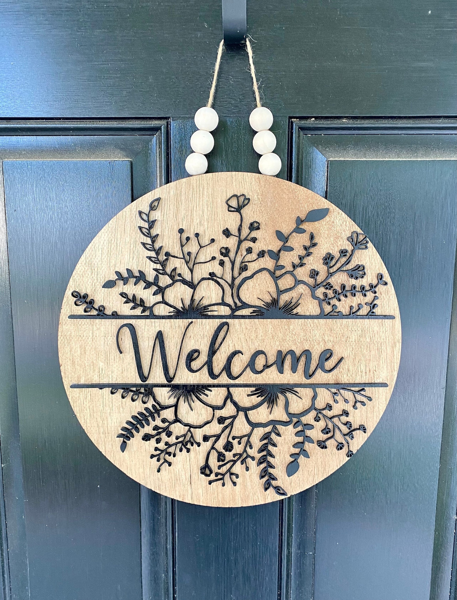 Wood Welcome Sign | Entry Way Decor | Floral Welcome Sign | Front Door ...