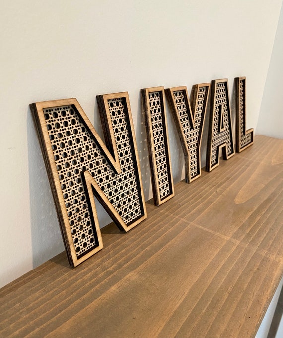 Rattan Letters Cane Letters Boho Nursery Decor Neutral - Etsy