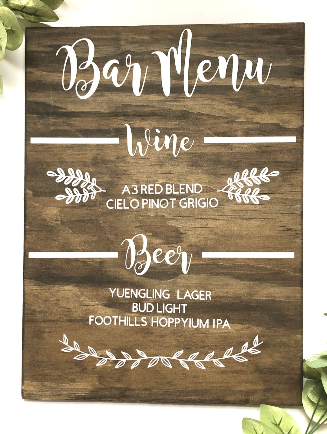 Bar Menu Sign Wood Sign Bar Menu Wood Sign Custom Bar Sign Wedding Sign ...