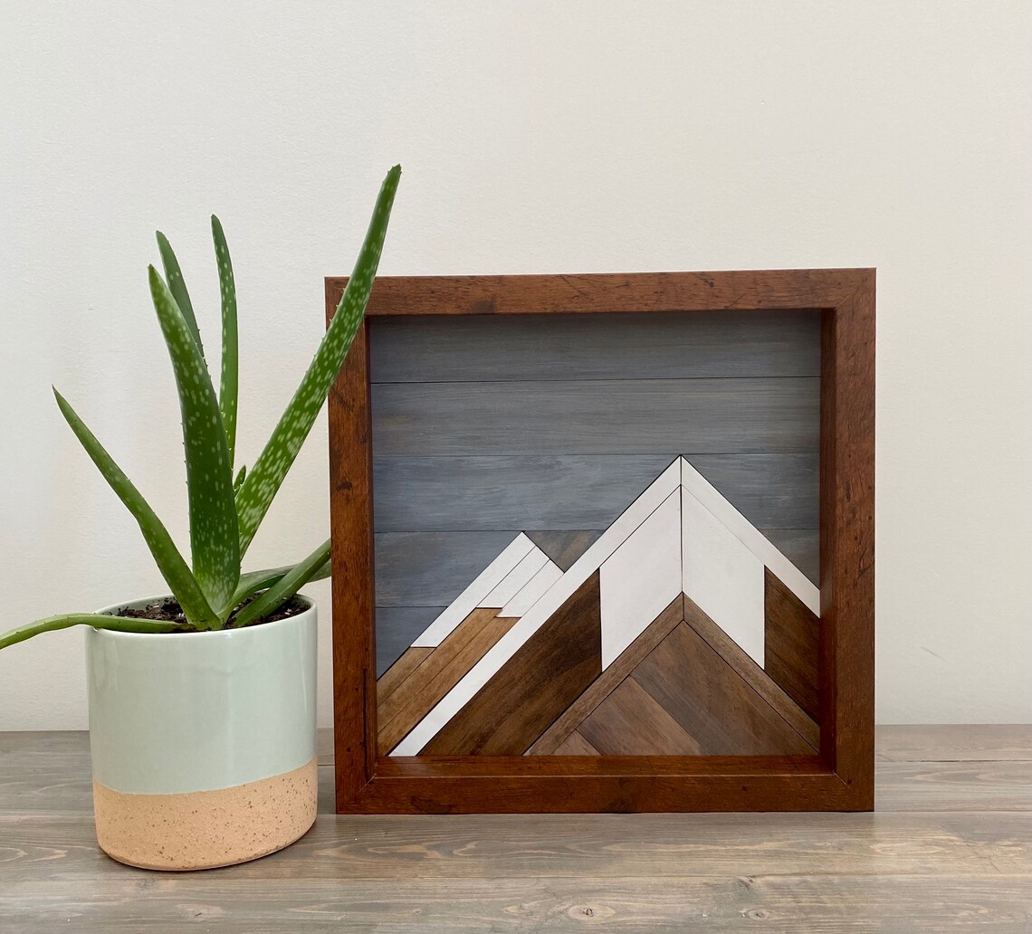 Mountain Wall Art Wooden Mountain Decor Rustic Decor - Etsy