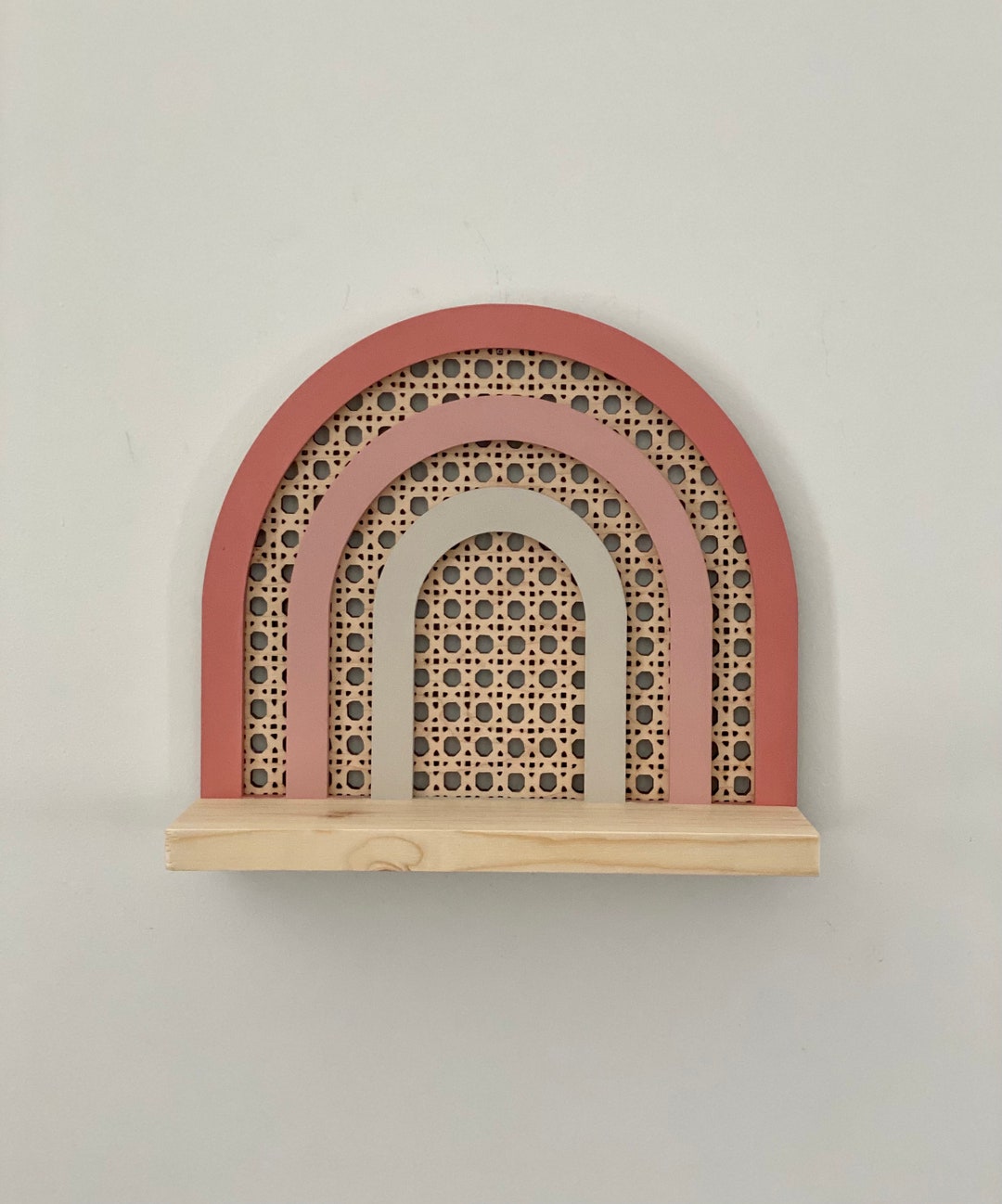 Boho Rainbow Shelf | Rattan Wood Rainbow Shelf | Nursery Decor | Boho ...