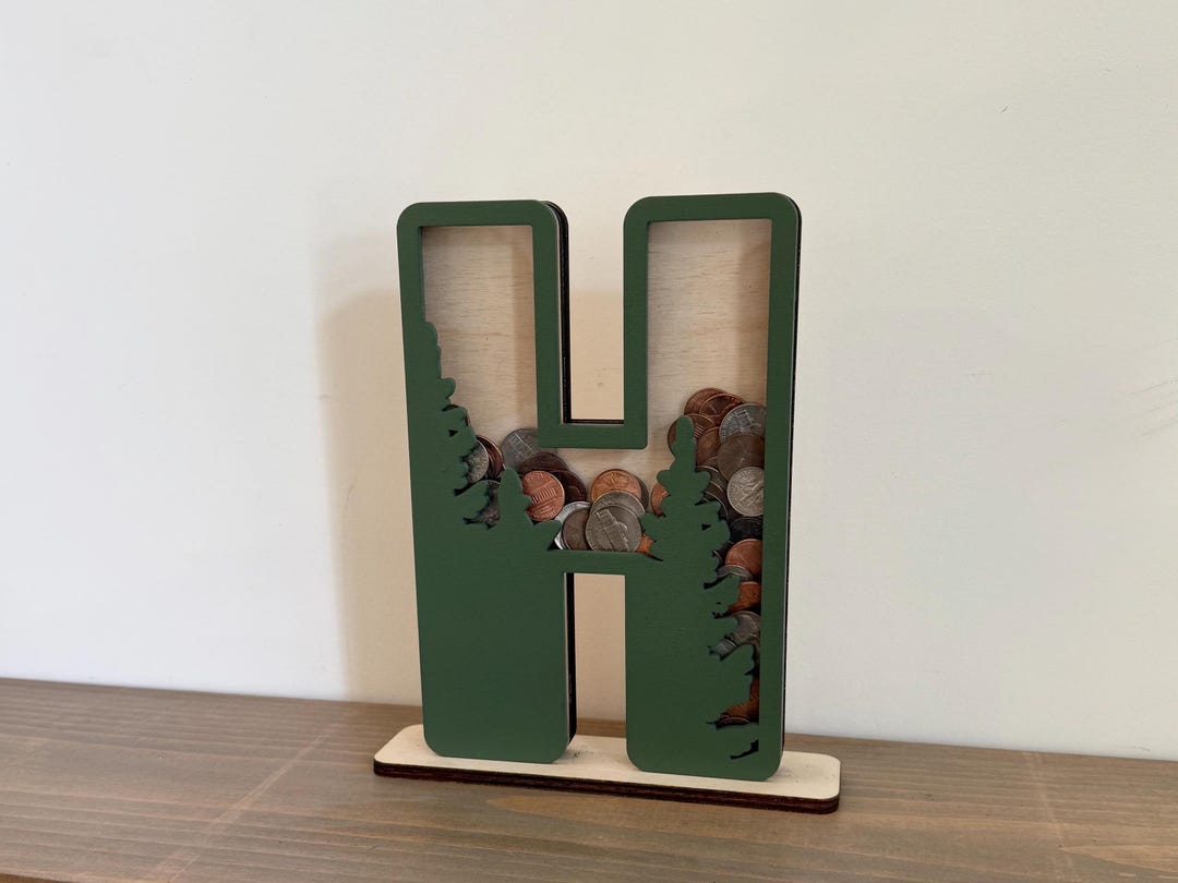Tree / Forest Letter Piggy Bank | Personalized Coin Bank | Money Holder ...