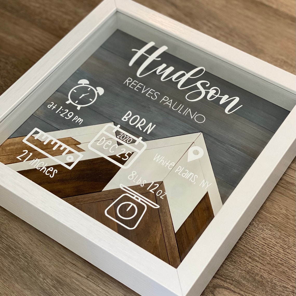 Birth Stat Frame Newborn Birth Stat Mountain Birth Stat | Etsy