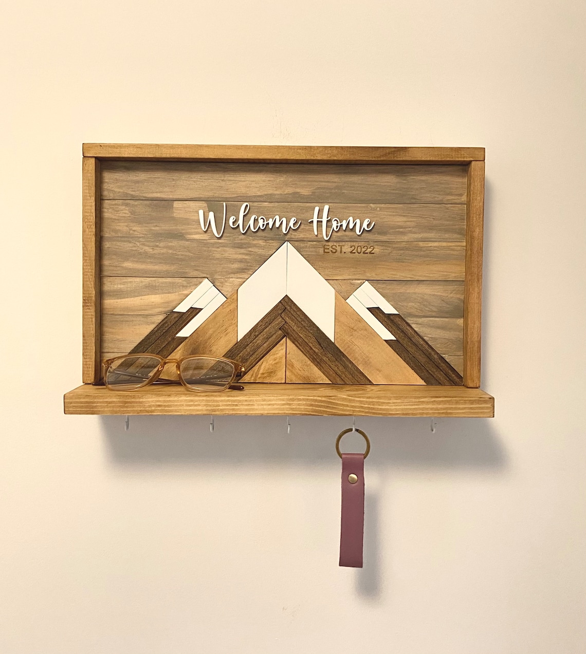 Mountain Key Holder With Ledge | Entry Way Decor | Housewarming Gift ...