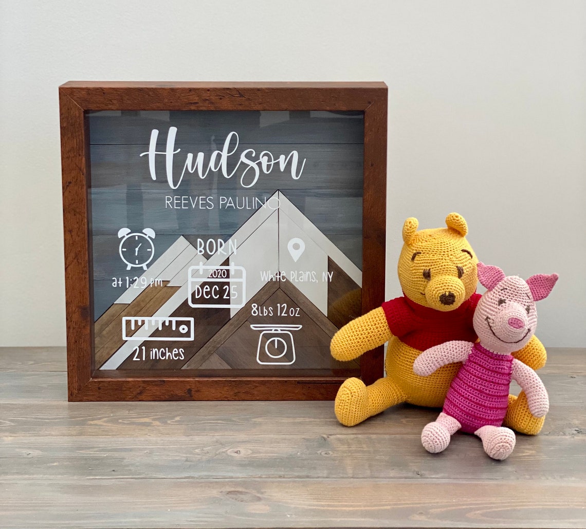 Birth Stat Frame Newborn Birth Stat Mountain Birth Stat | Etsy