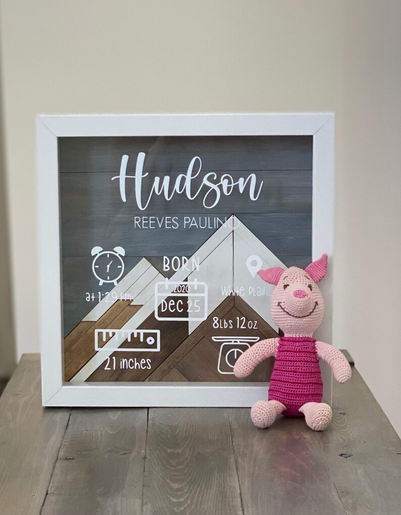 Birth Stat Frame Newborn Birth Stat Mountain Birth Stat - Etsy