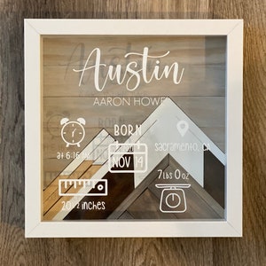 Birth Stat Frame | Newborn Birth Stat | Mountain Birth Stat Frame ...