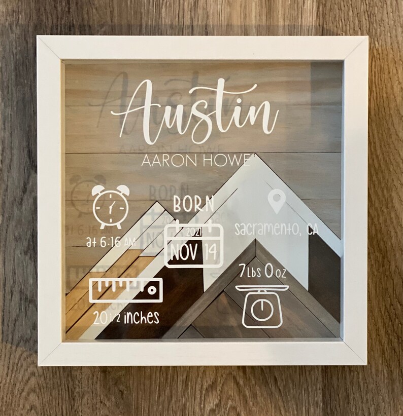 Birth Stat Frame Newborn Birth Stat Mountain Birth Stat - Etsy