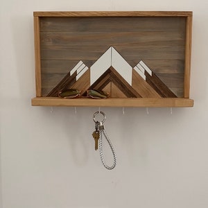 Mountain Key Holder With Ledge | Entry Way Decor | Housewarming Gift ...