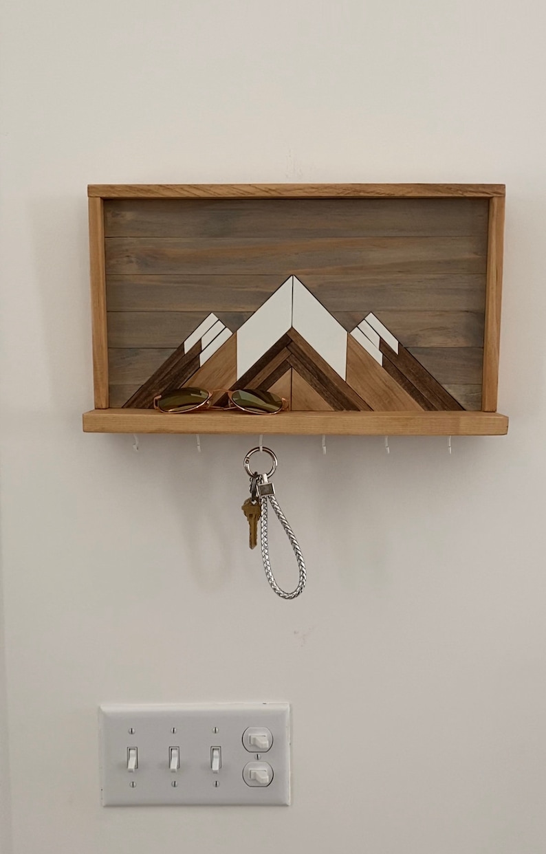 Mountain Key Holder With Ledge Entry Way Decor - Etsy