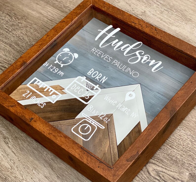 Birth Stat Frame Newborn Birth Stat Mountain Birth Stat - Etsy