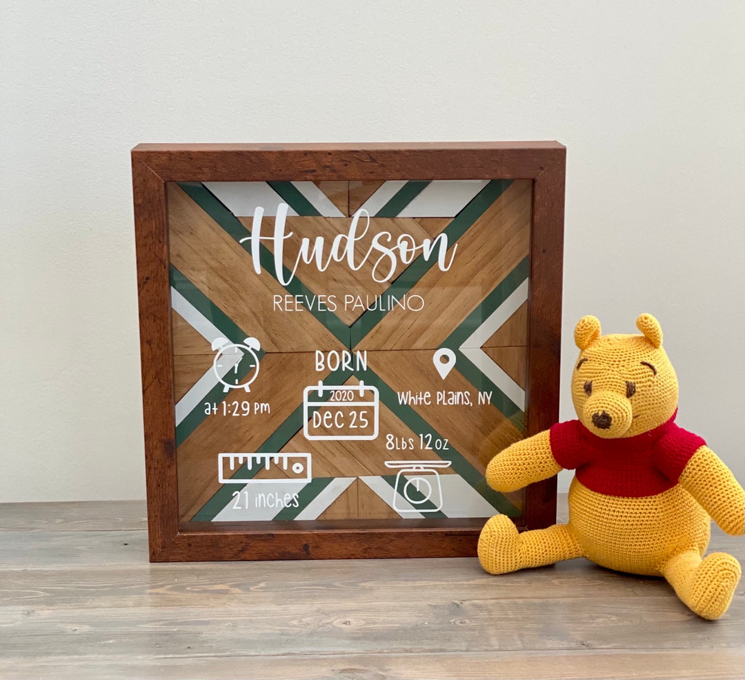 Birth Stat Frame | Newborn Birth Stat | Geometric Birth Stat Frame ...