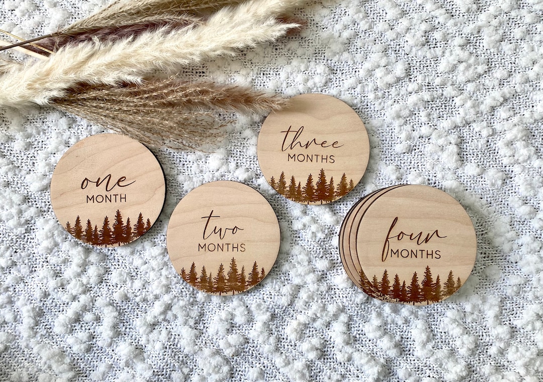 Forest Wooden Monthly Milestone Discs | Baby Monthly Milestone Signs ...