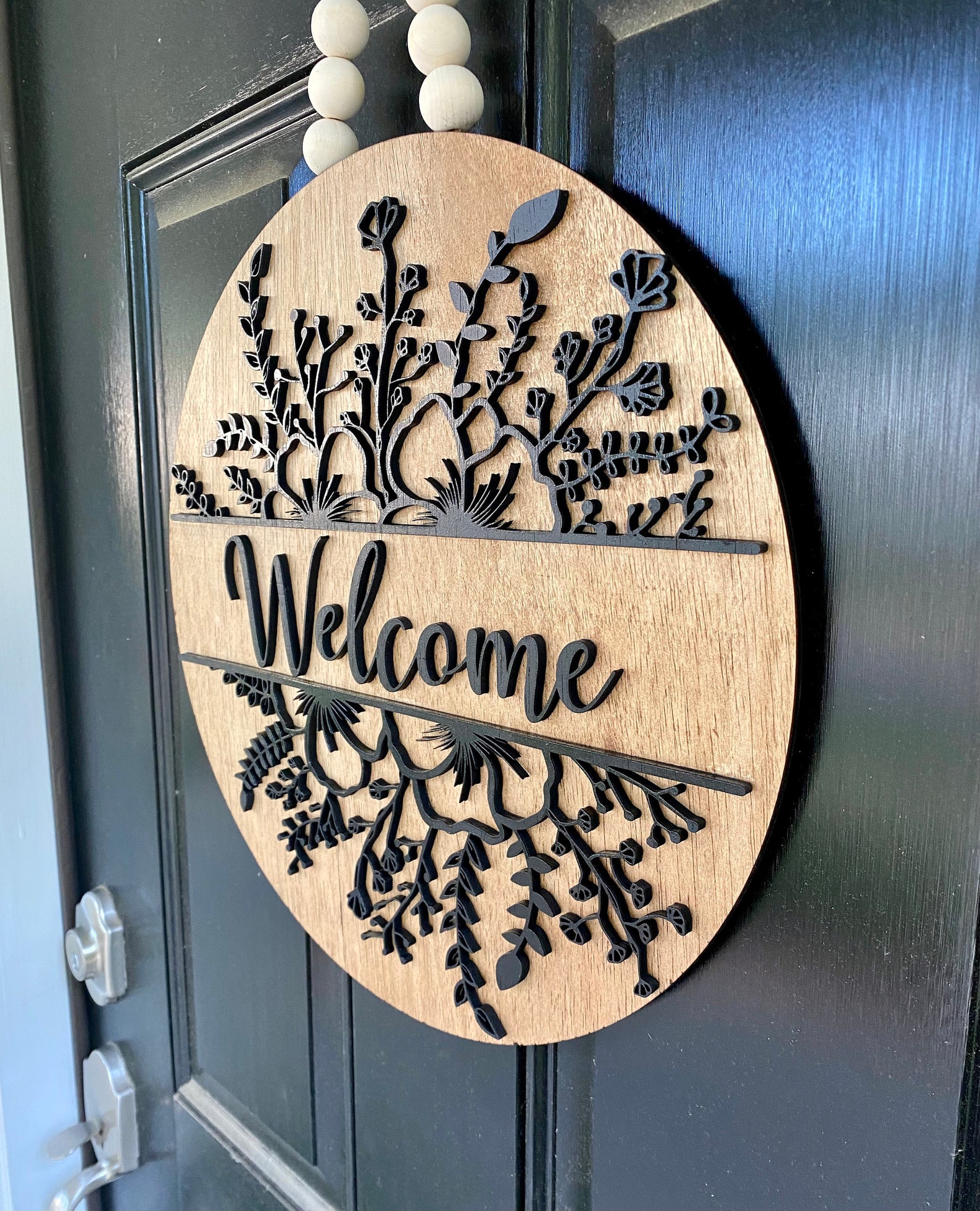 Wood Welcome Sign | Entry Way Decor | Floral Welcome Sign | Front Door ...