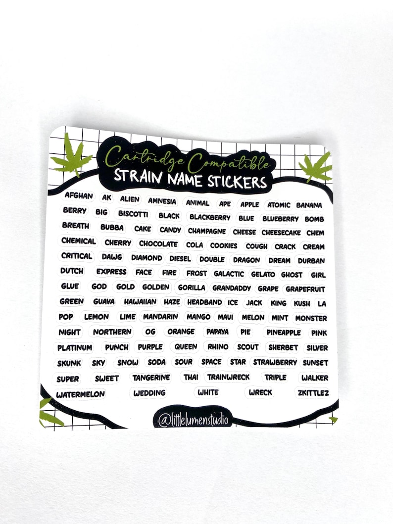 Weed Strain Name Stickers Cartridge Compatible Popular - Etsy