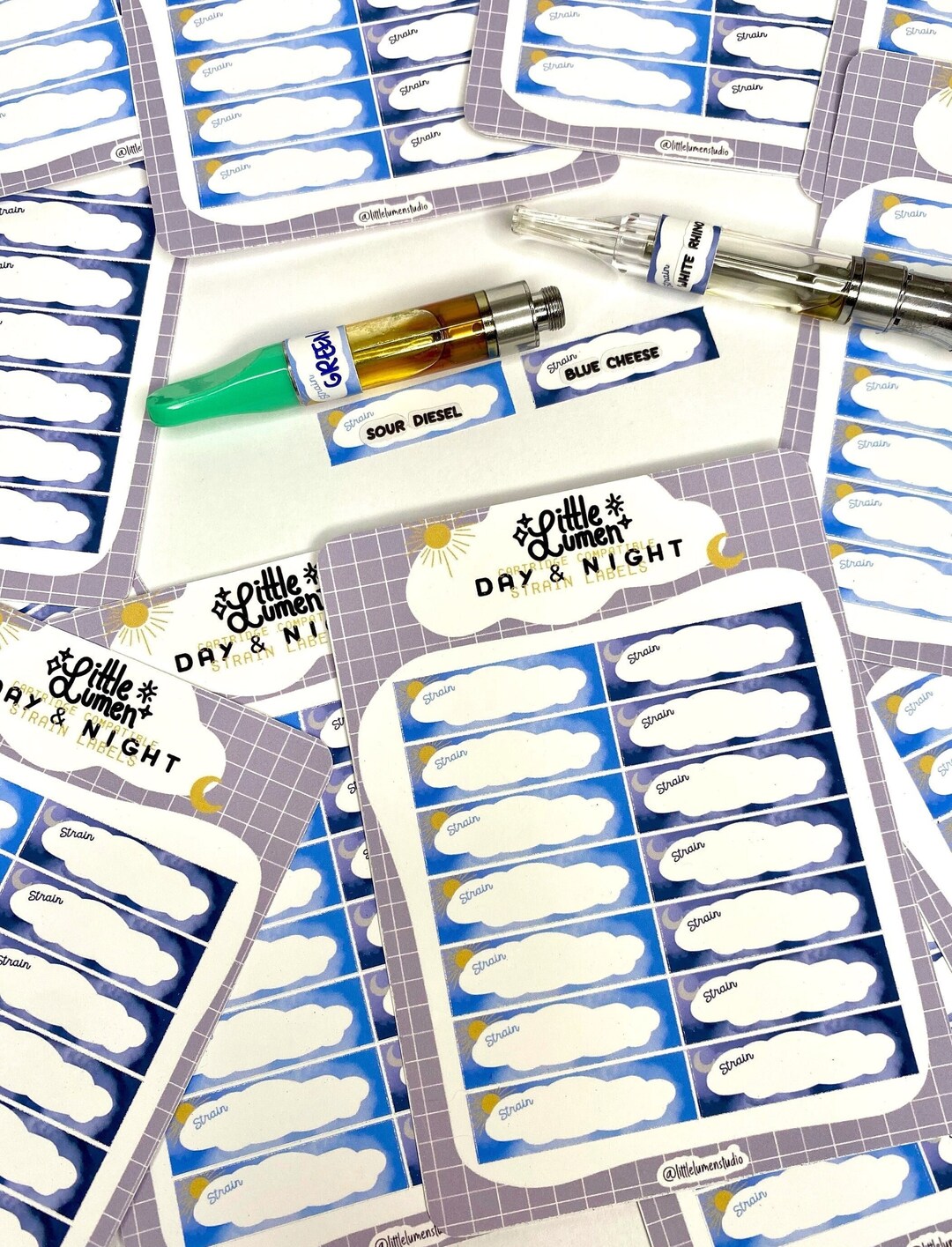 Day & Night Dab Cartridge Strain Labels 420 Oil Labels for Carts Vape ...