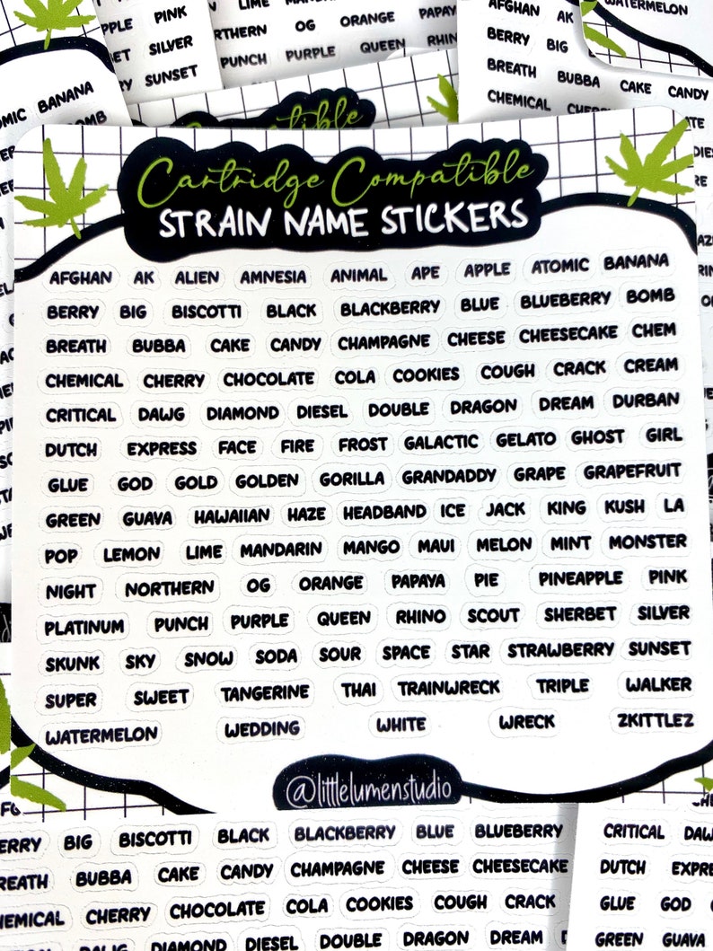 Weed Strain Name Stickers Cartridge Compatible Popular - Etsy