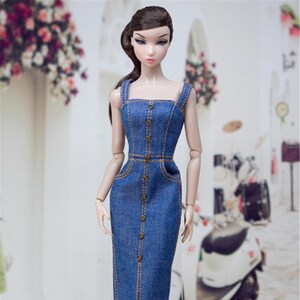 CUSTOM SIZE Doll Dress Doll Clothes Doll Long Denim Skirt for Blythe ...