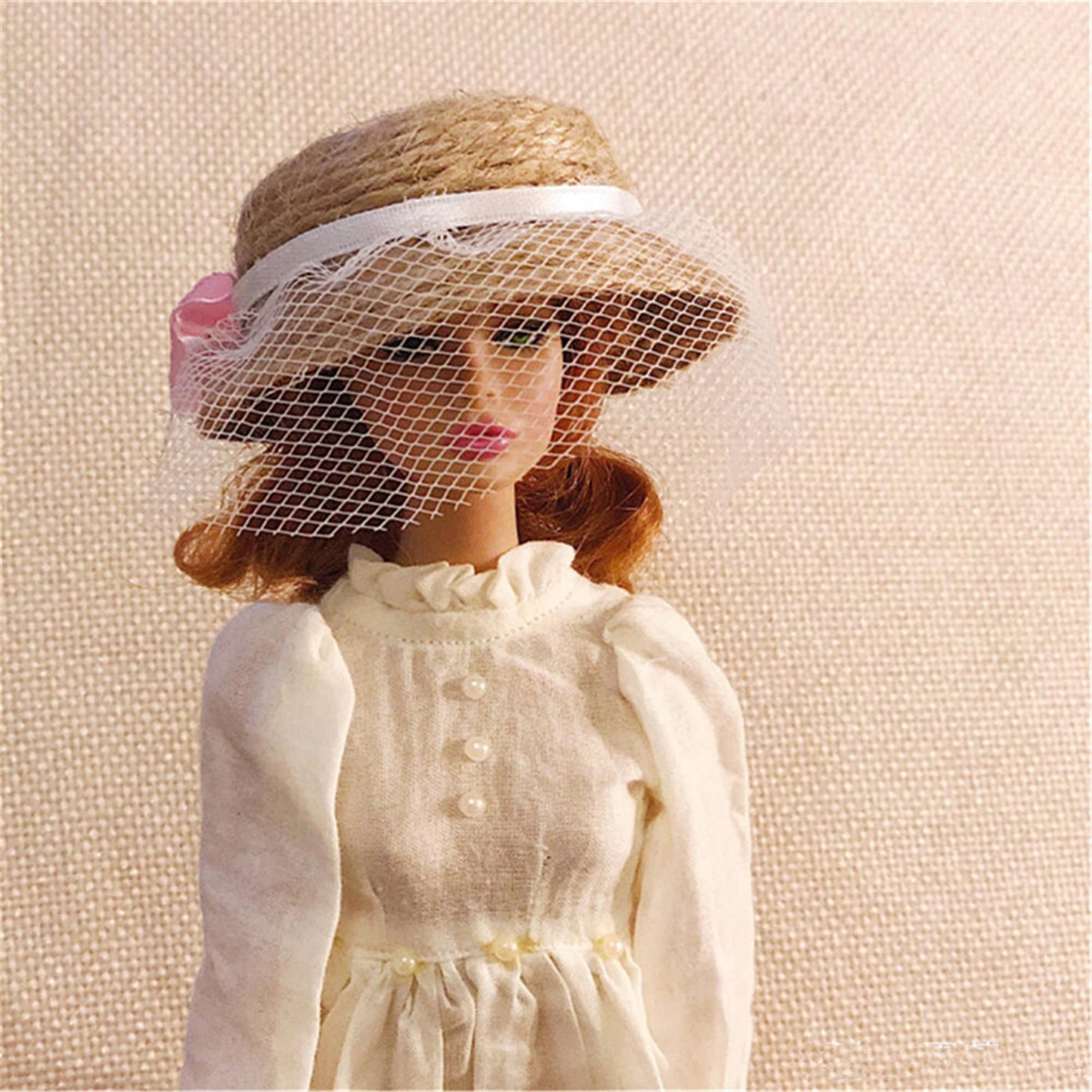 Fashionable Handmade Doll Straw Hat Elegant Doll Cap With Net - Etsy