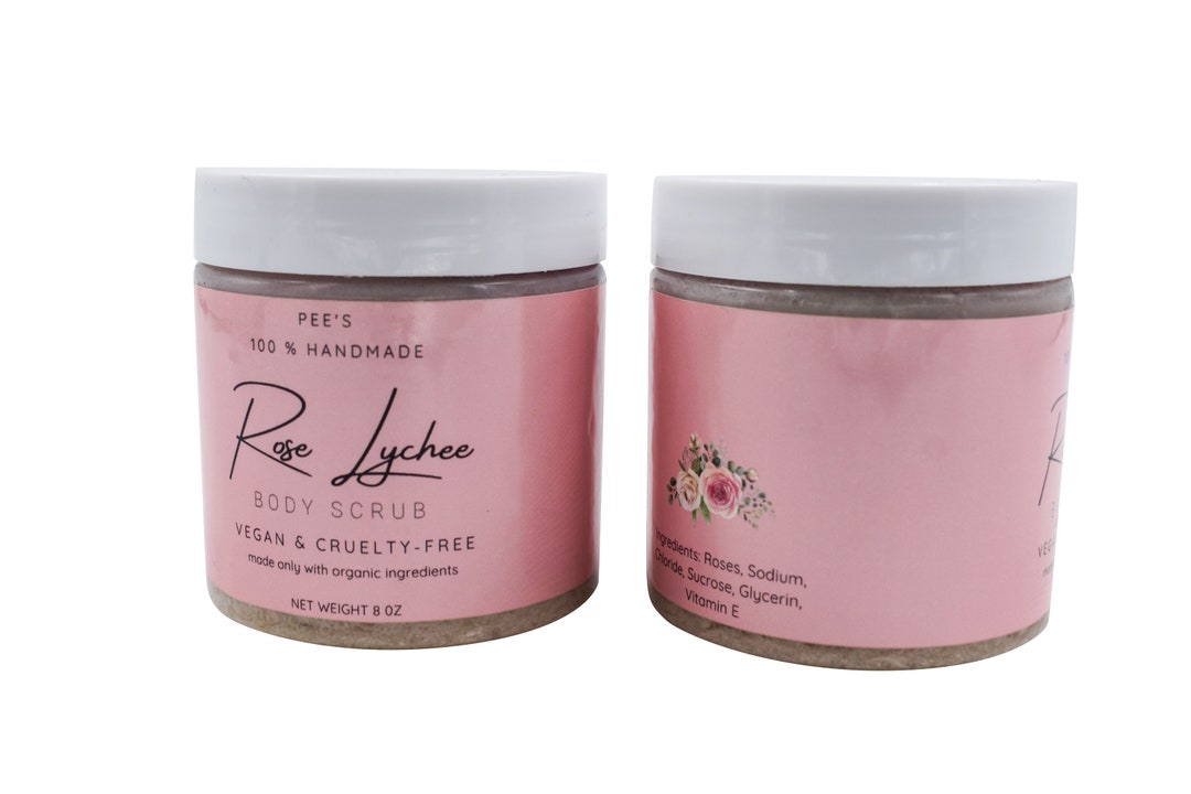 Rose Lychee Body Scrub 8oz, Floral Scented Skin Care, Natural Gift for ...