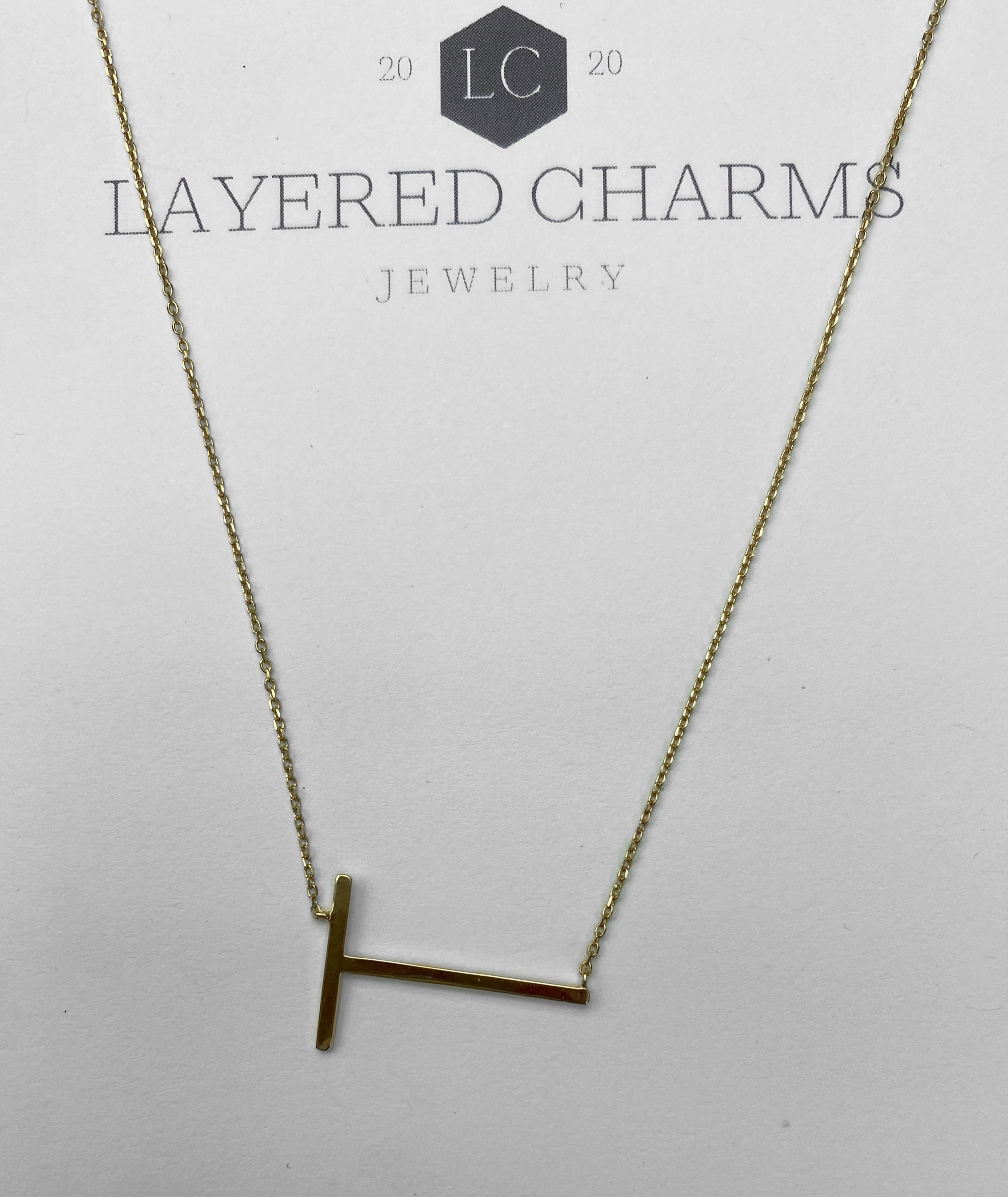 14K Gold Initial Necklace | Etsy