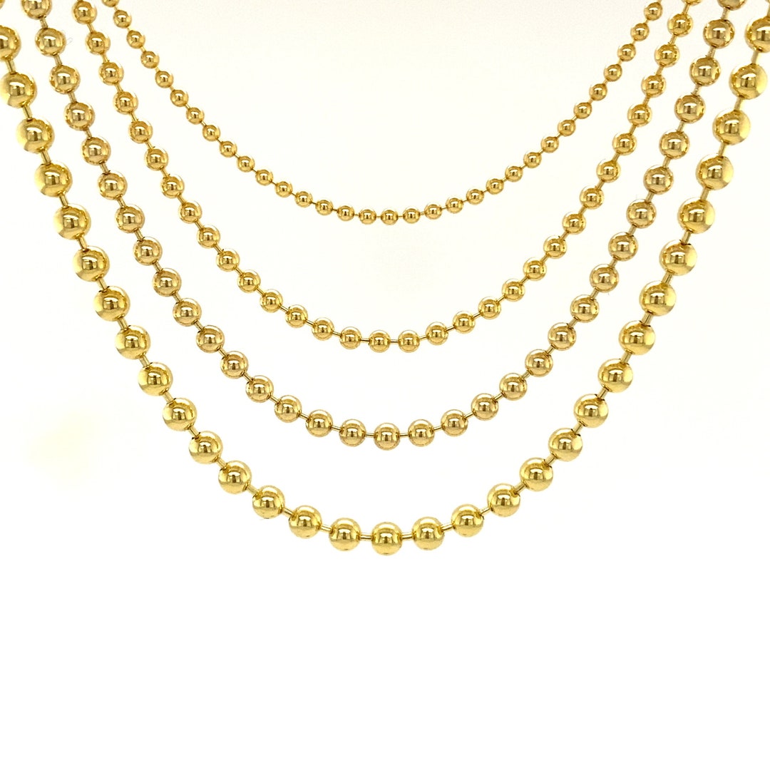 14K Yellow Gold Ball Chain - Etsy