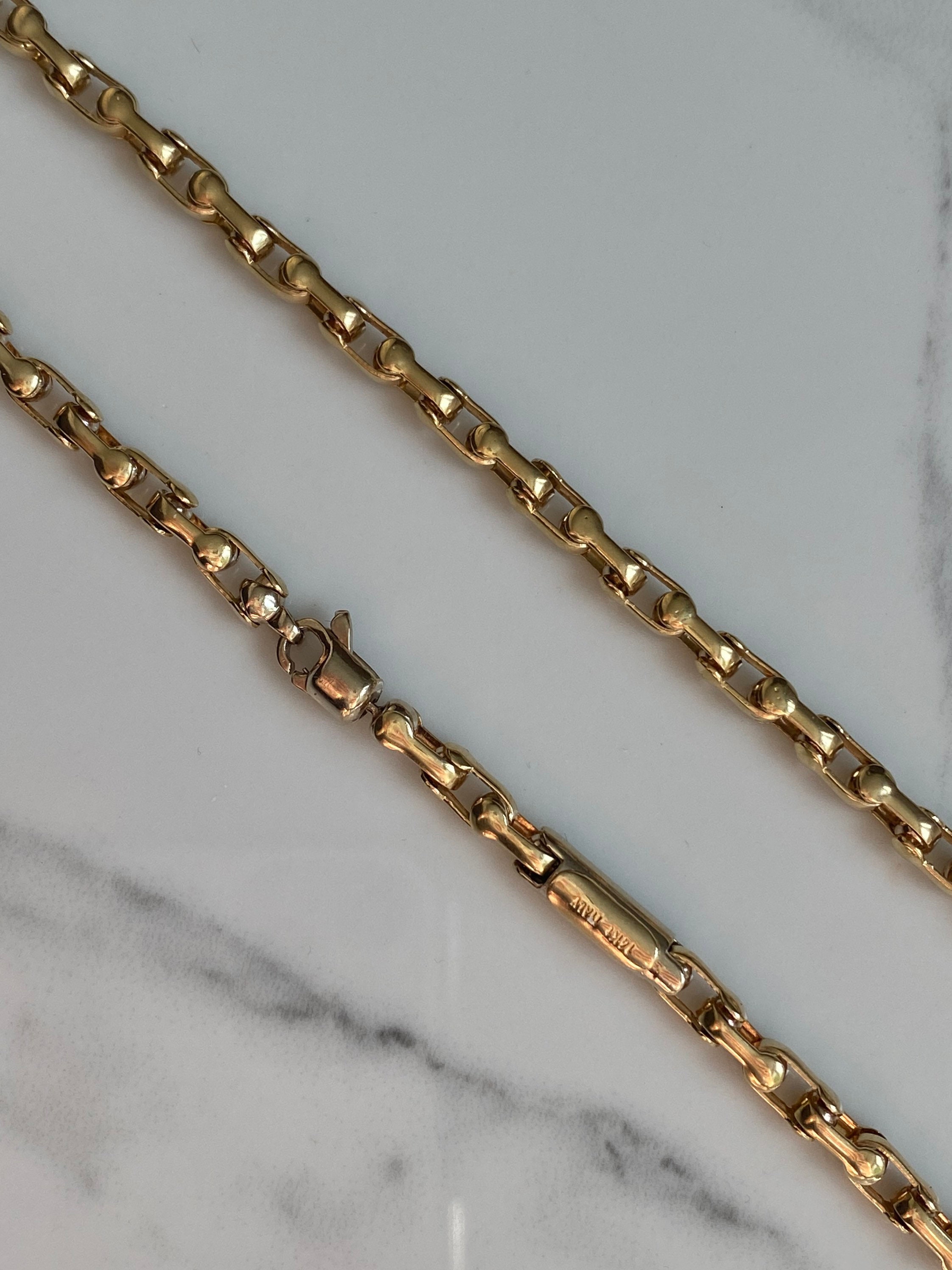 Vintage 14K Yellow Gold Biker Chain | Etsy