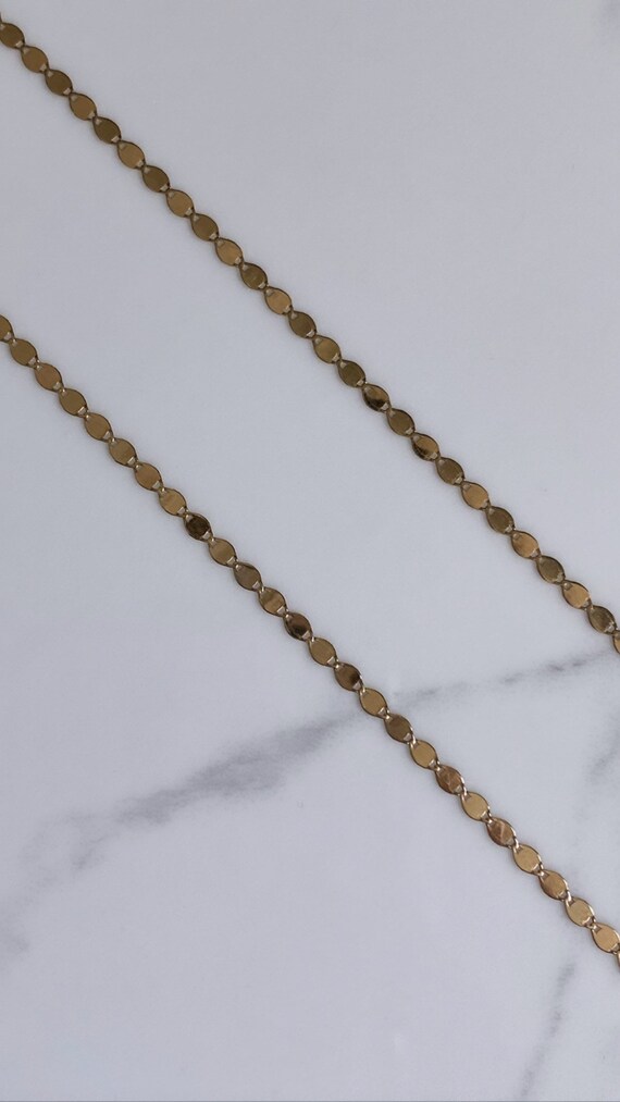 14K Yellow Gold Mirror Chain | Etsy