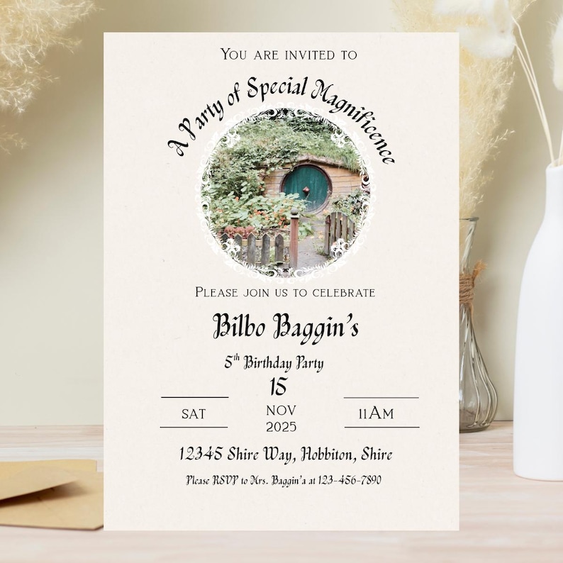 Editable Birthday Invitation - LOTR Little Hobbit Birthday Party Invite ...
