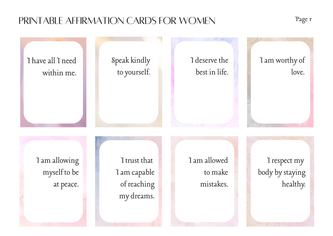 Empowering Affirmation Cards for Women: Printable Positivity Gift ...