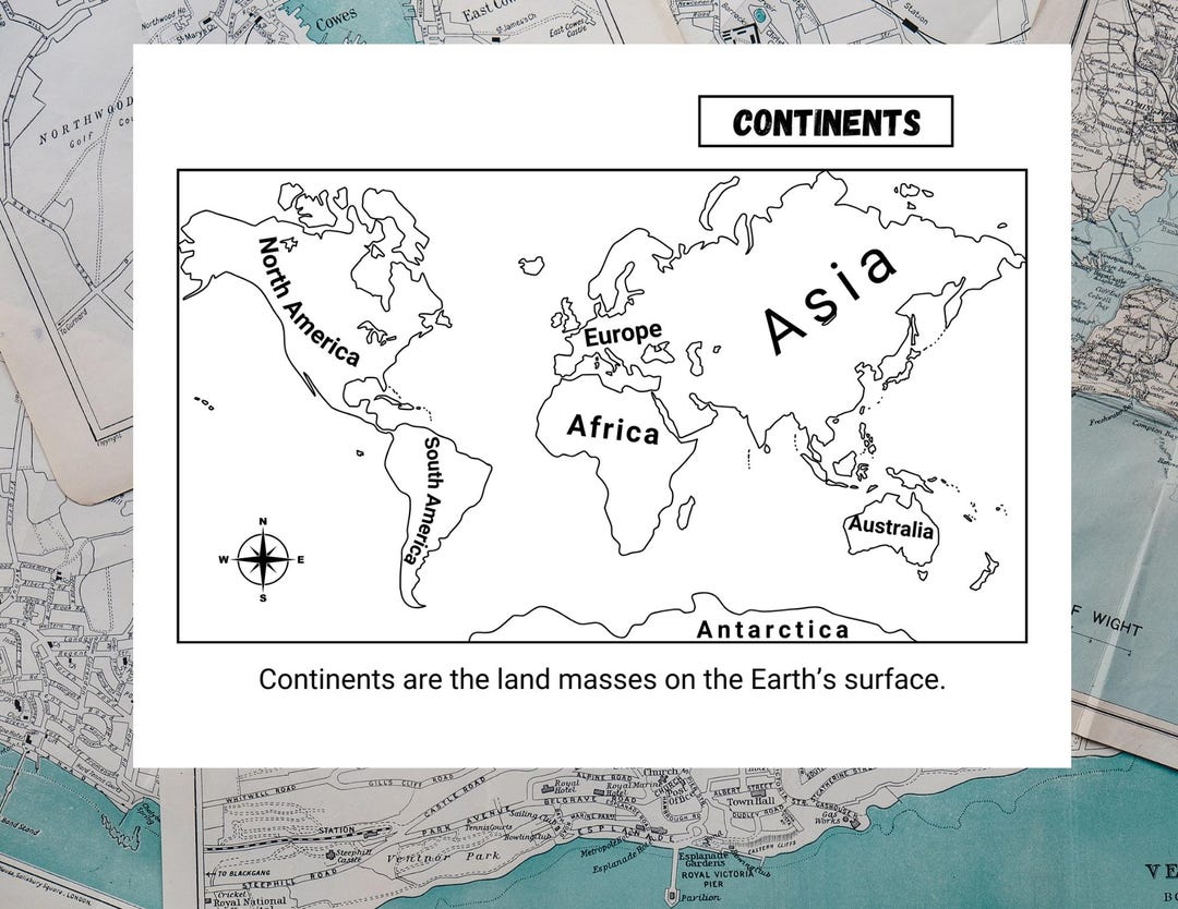 Seven Continents Coloring Map for School-age Children - Learning ...