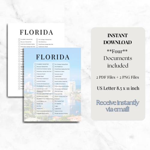 Florida Bucket List: Printable Travel To-do List (5 Digital Downloads ...