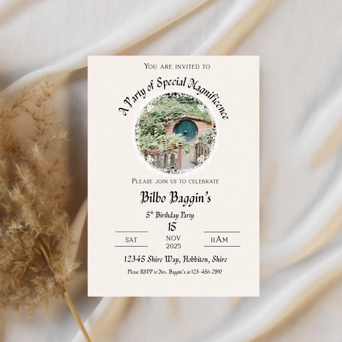Editable Birthday Invitation - LOTR Little Hobbit Birthday Party Invite ...