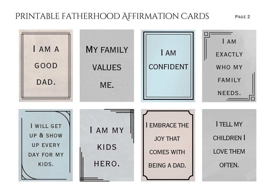 Printable Fatherhood Affirmation Cards | 32 Cards for Digital Download ...