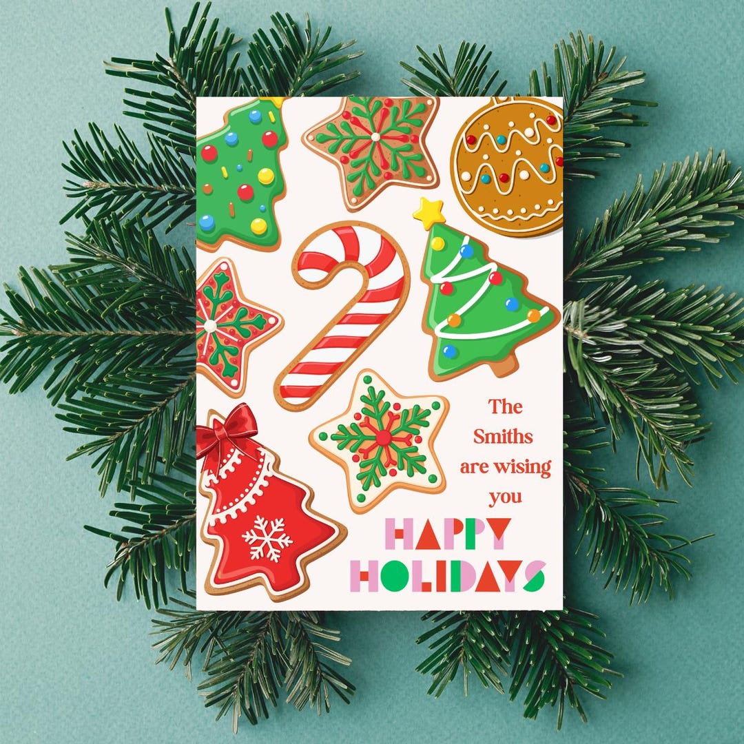 Editable Christmas Card - Christmas Sugar Cookies Greeting Card ...