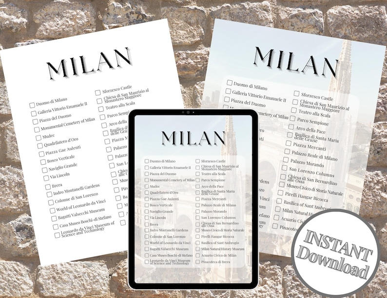 Milan Bucket List: Italy Travel Checklist (digital Download, PDF & PNG ...