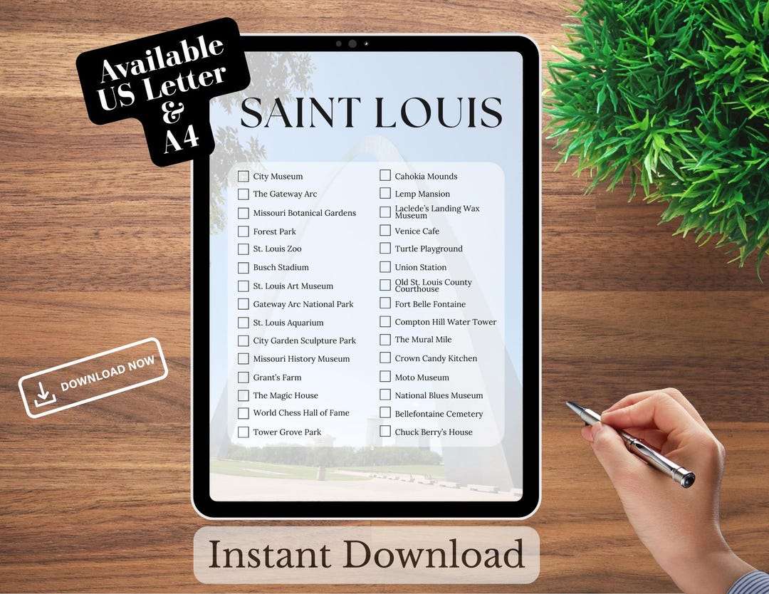 Saint Louis Bucket List: Missouri Travel Checklist (PDF & PNG Digital ...