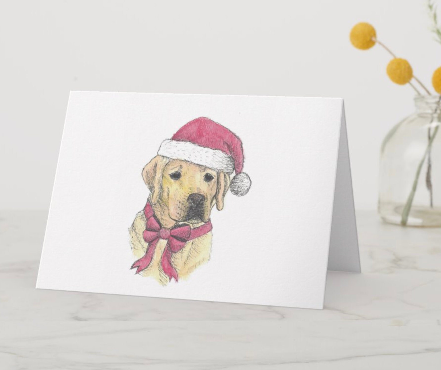 5 Cards per Set--holiday Yellow Lab Card - Etsy