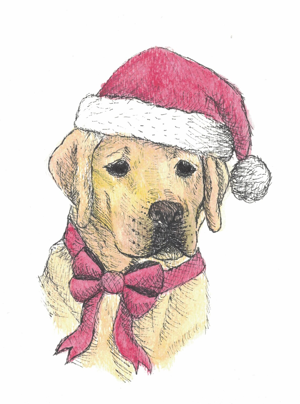 5 Cards per Set--holiday Yellow Lab Card - Etsy