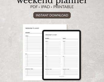 Minimalist Weekend Planner PDF Template for Saturday & Sunday ...