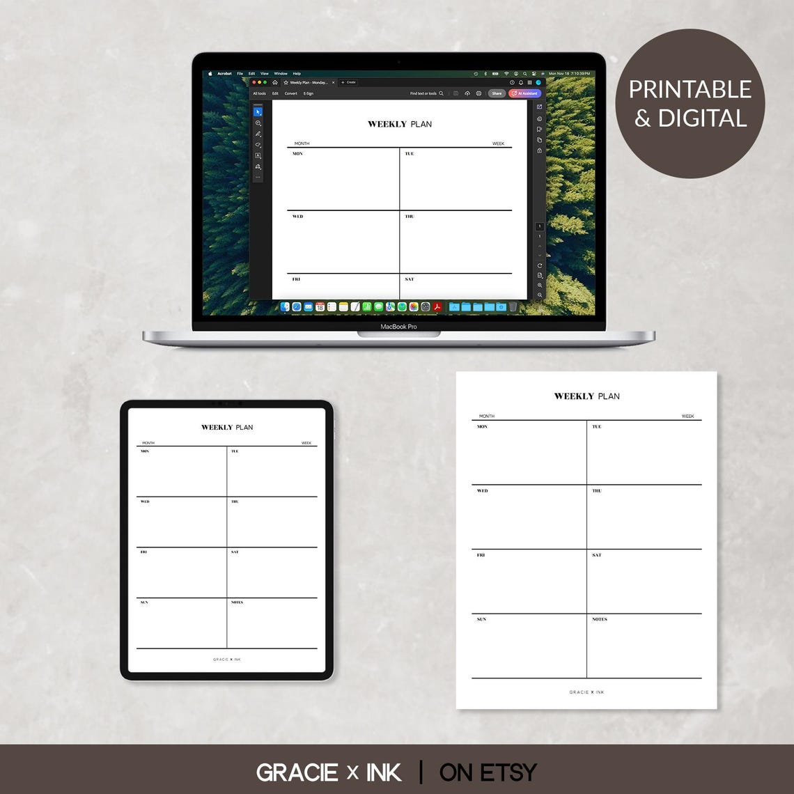 Minimalist Undated Weekly Calendar PDF Template, Weekly Schedule ...