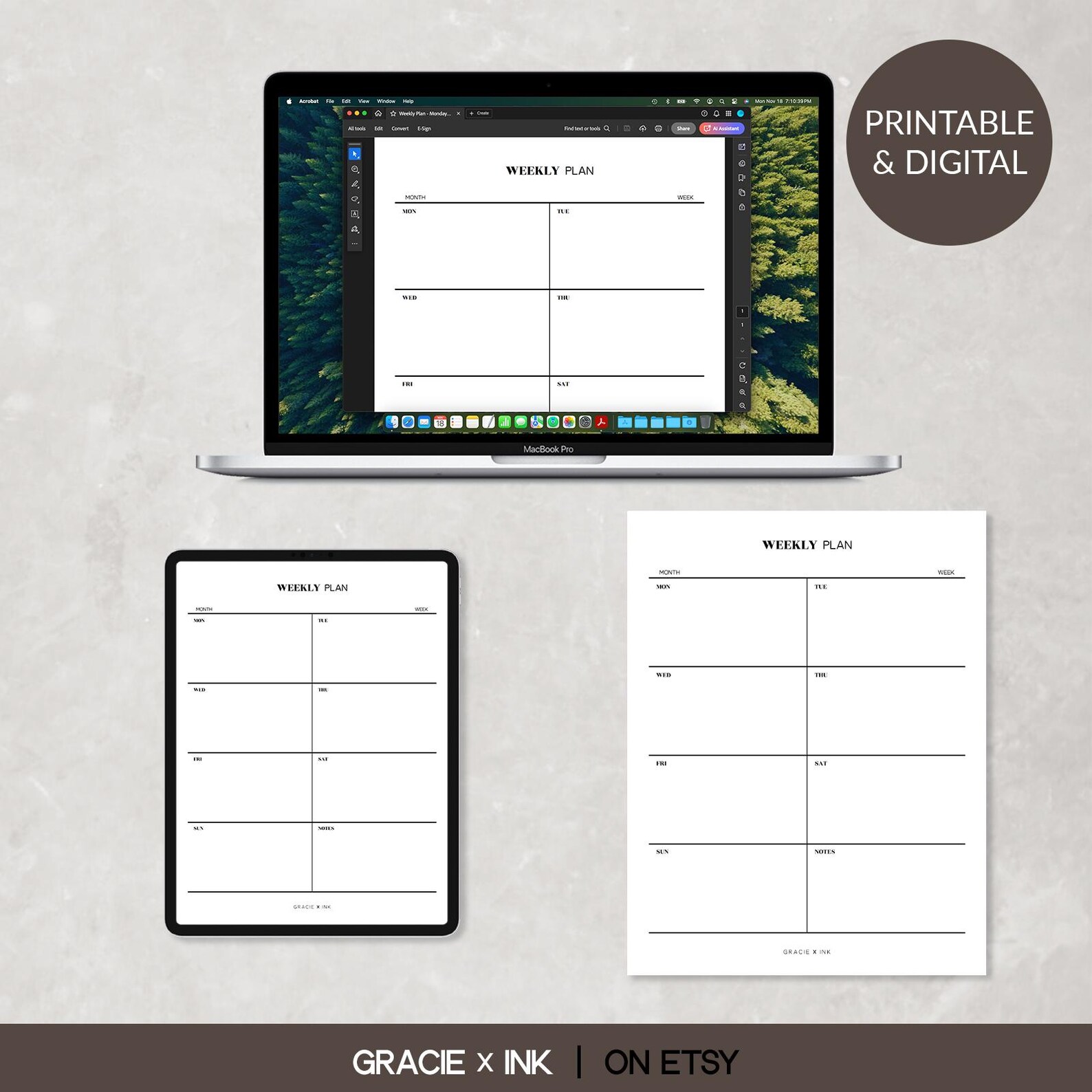 Minimalist Undated Weekly Calendar PDF Template, Weekly Schedule ...