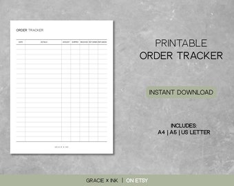 Order Tracker 1 Page Instant Download PDF Printable - Etsy