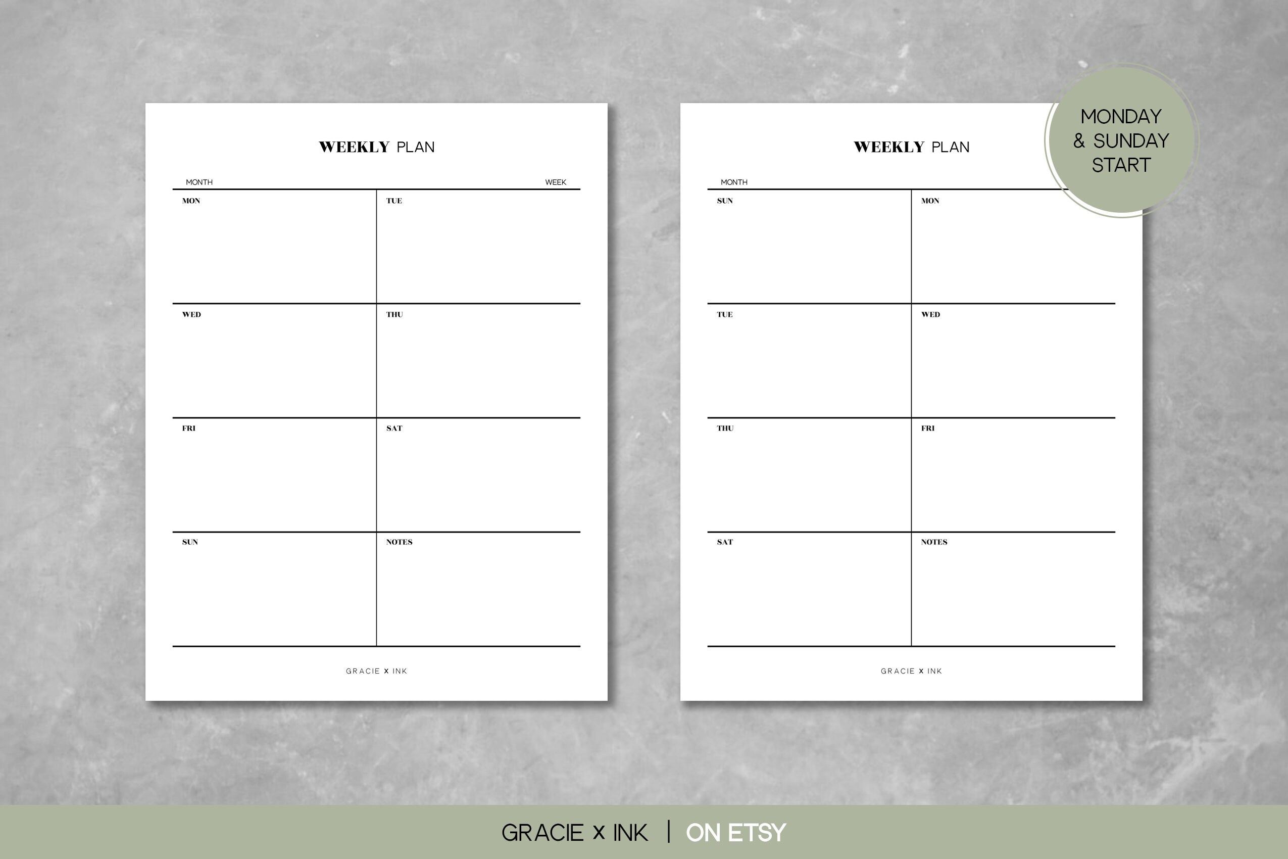 Undated Weekly Calendar Printable Portrait - Etsy