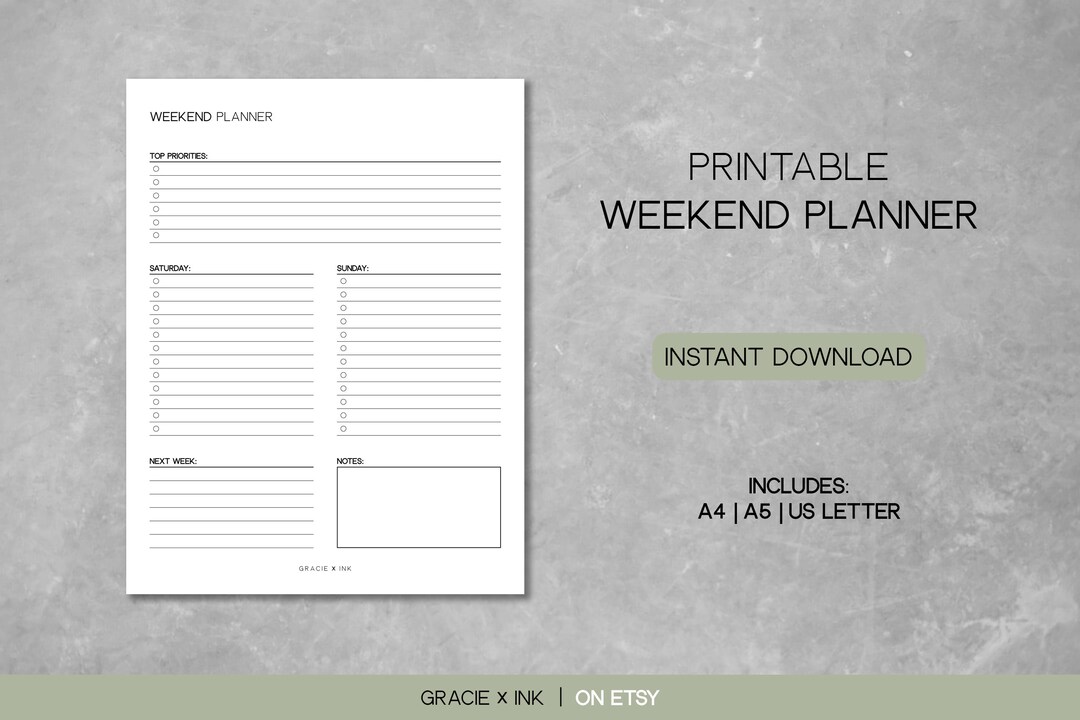 Weekend Planner Printable - Etsy