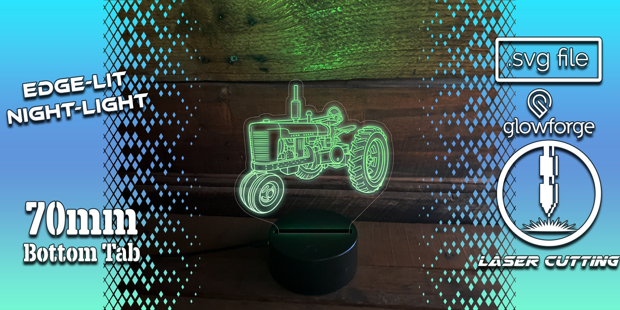 Tractor Night-light Acrylic Laser Cut File Glowforge Optimized - Etsy
